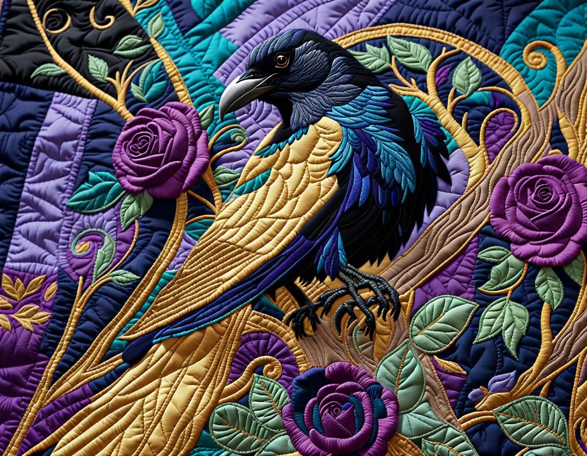 Raven Quilted Scene - AI Generated Artwork - NightCafe Creator