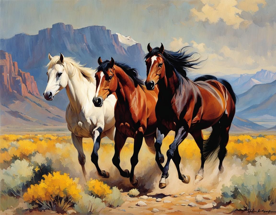 Wild Mustangs - AI Generated Artwork - NightCafe Creator