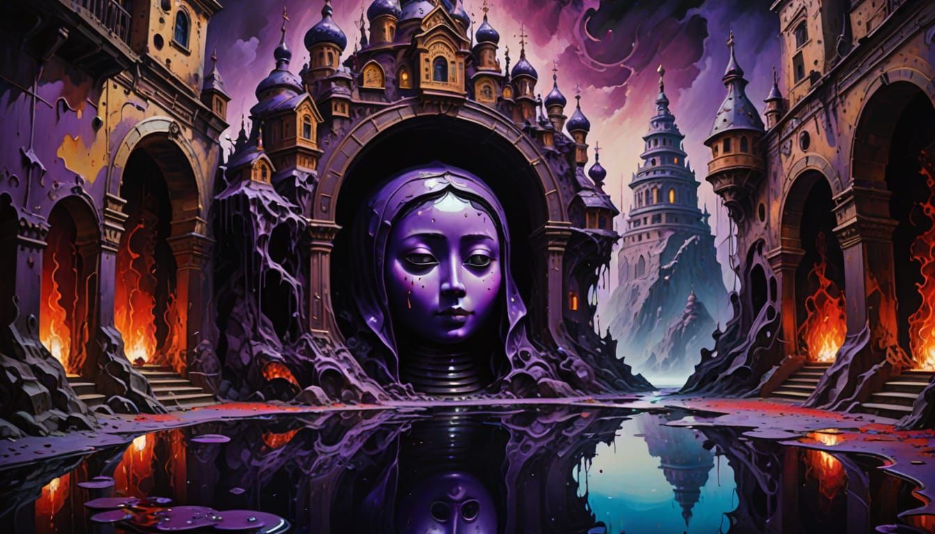 inside alien castle - Surreal Alien Castle Scene in Vibrant ...