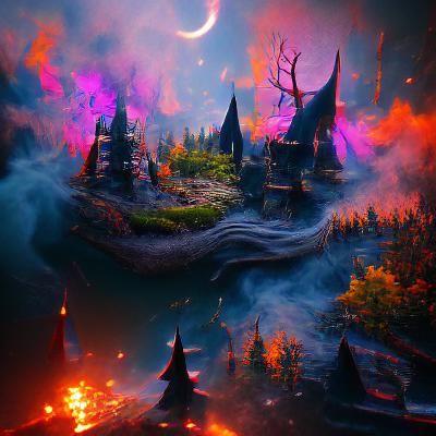 Dark Magicians, in the forrest, black magic, fire on hand - AI ...