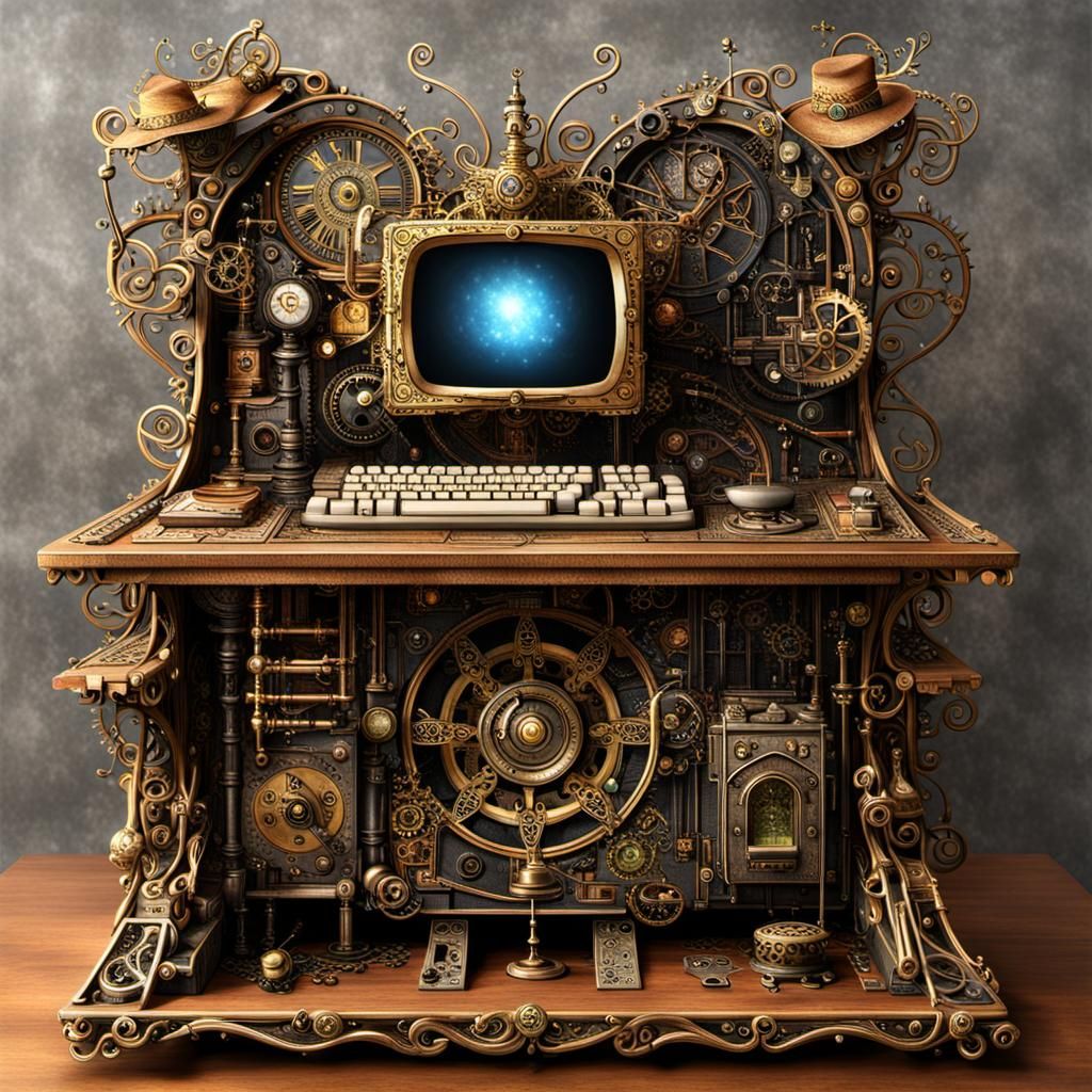 Steampunk Computer - AI Generated Artwork - NightCafe Creator