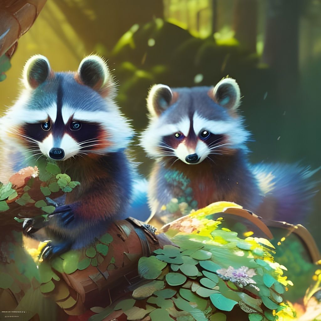 Cute Raccoons - AI Generated Artwork - NightCafe Creator