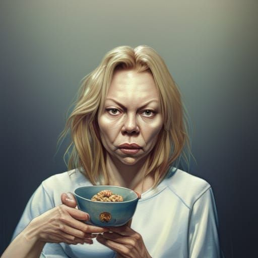 Aileen Wuornos and a bowl of cereal - AI Generated Artwork - NightCafe Creator
