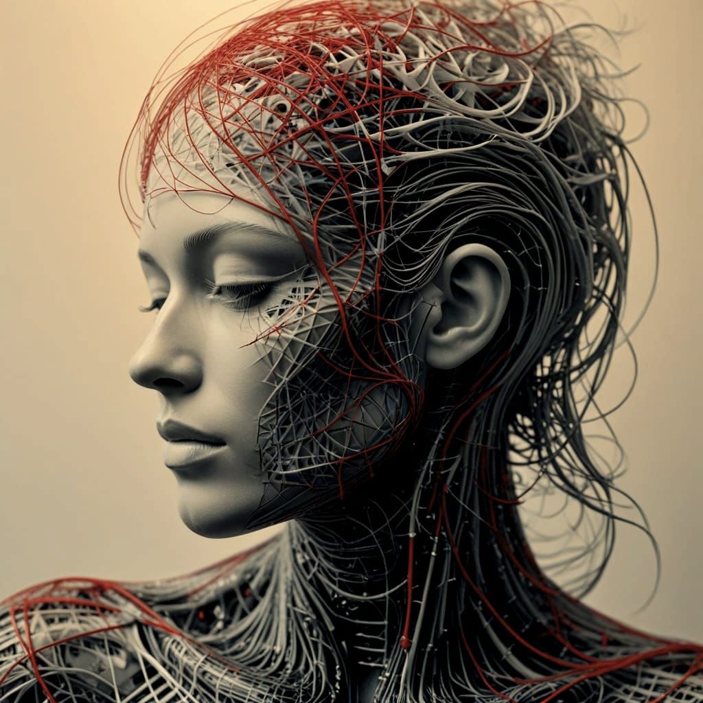 Wireframe Resin Dancer in Joy Division Style - AI Art