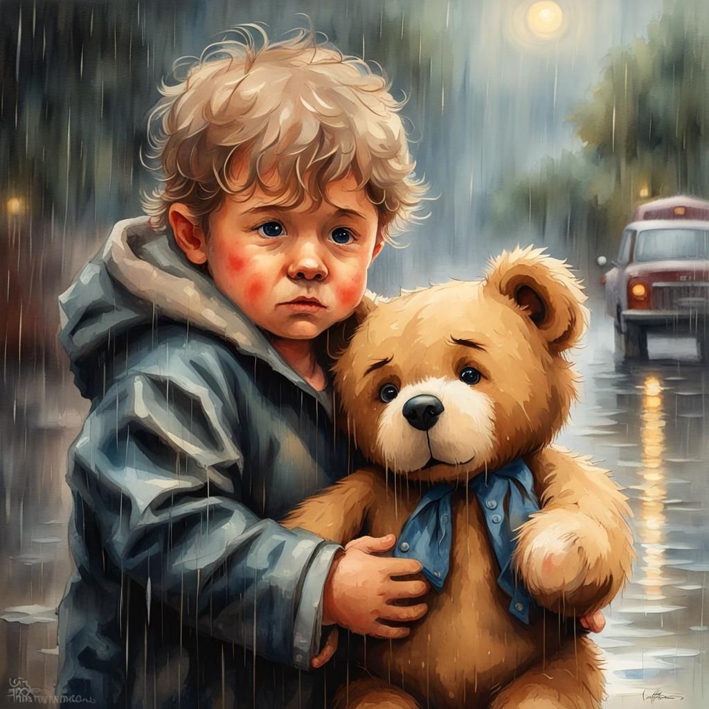 Innocence in the Rain - AI Generated Artwork - NightCafe Creator