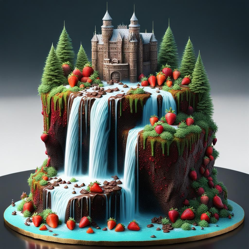 "Christmas cake strawberries and chocolate sponge, grassy icing as ...