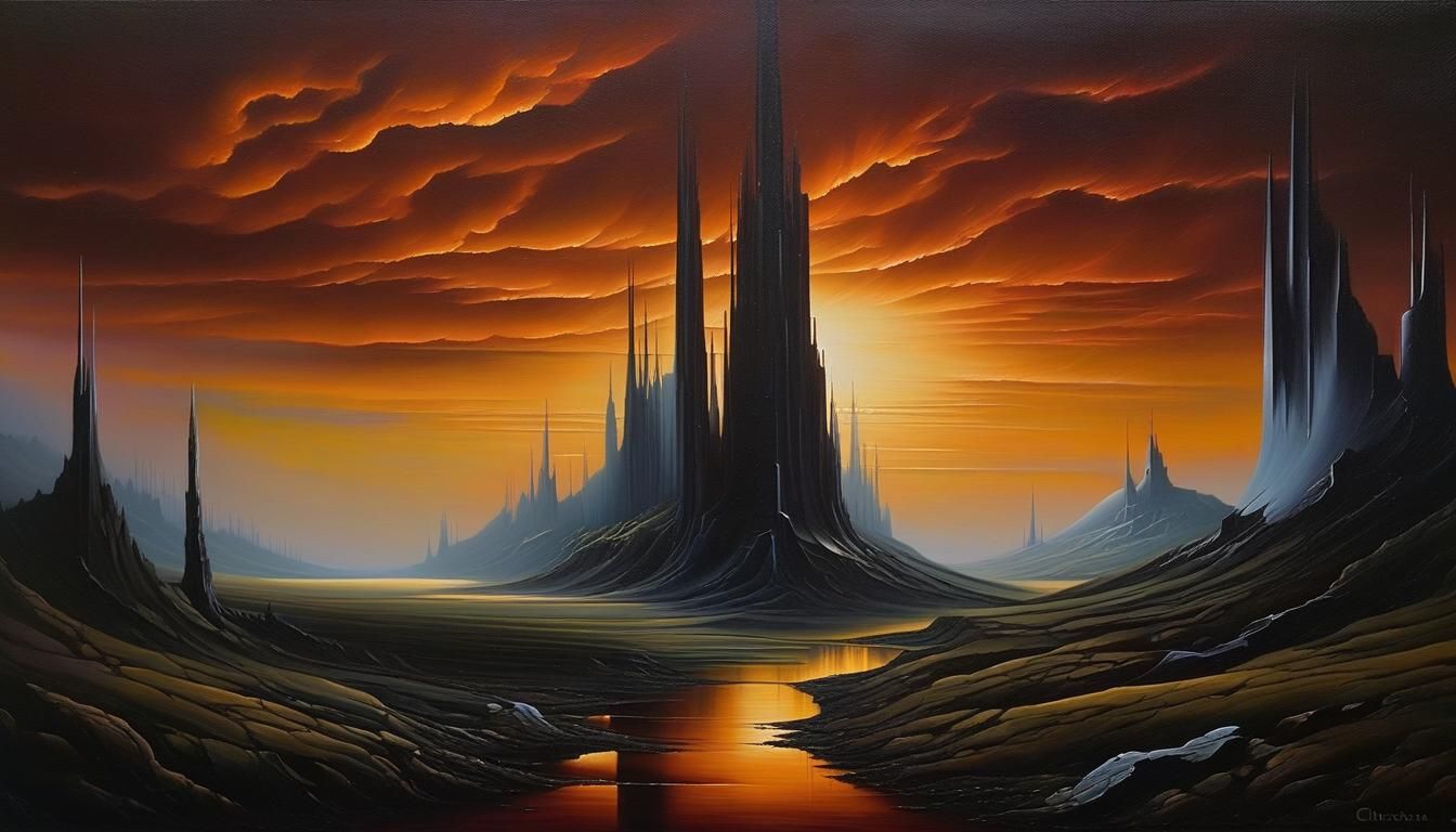 Alien landscape oil painting - AI Generated Artwork - NightCafe Creator