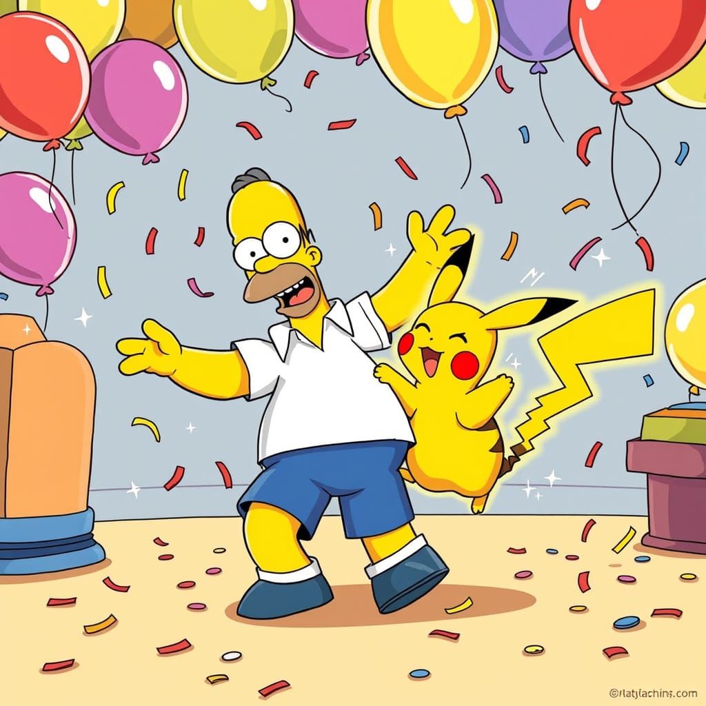 Homer Sinson bailando con Pikachu - Homer Simpson Dancing wi...