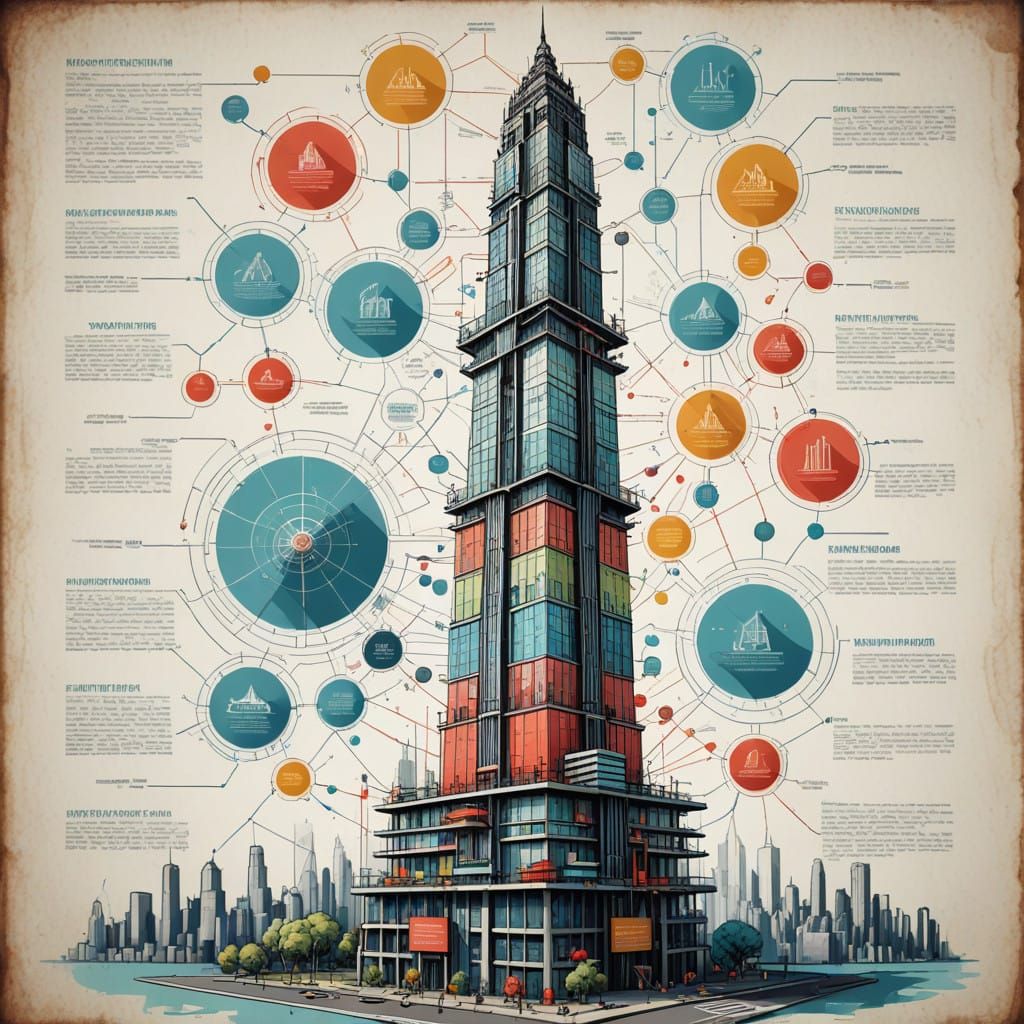 Skyscraper plans - Vibrant Infographic Illustration of Skysc...