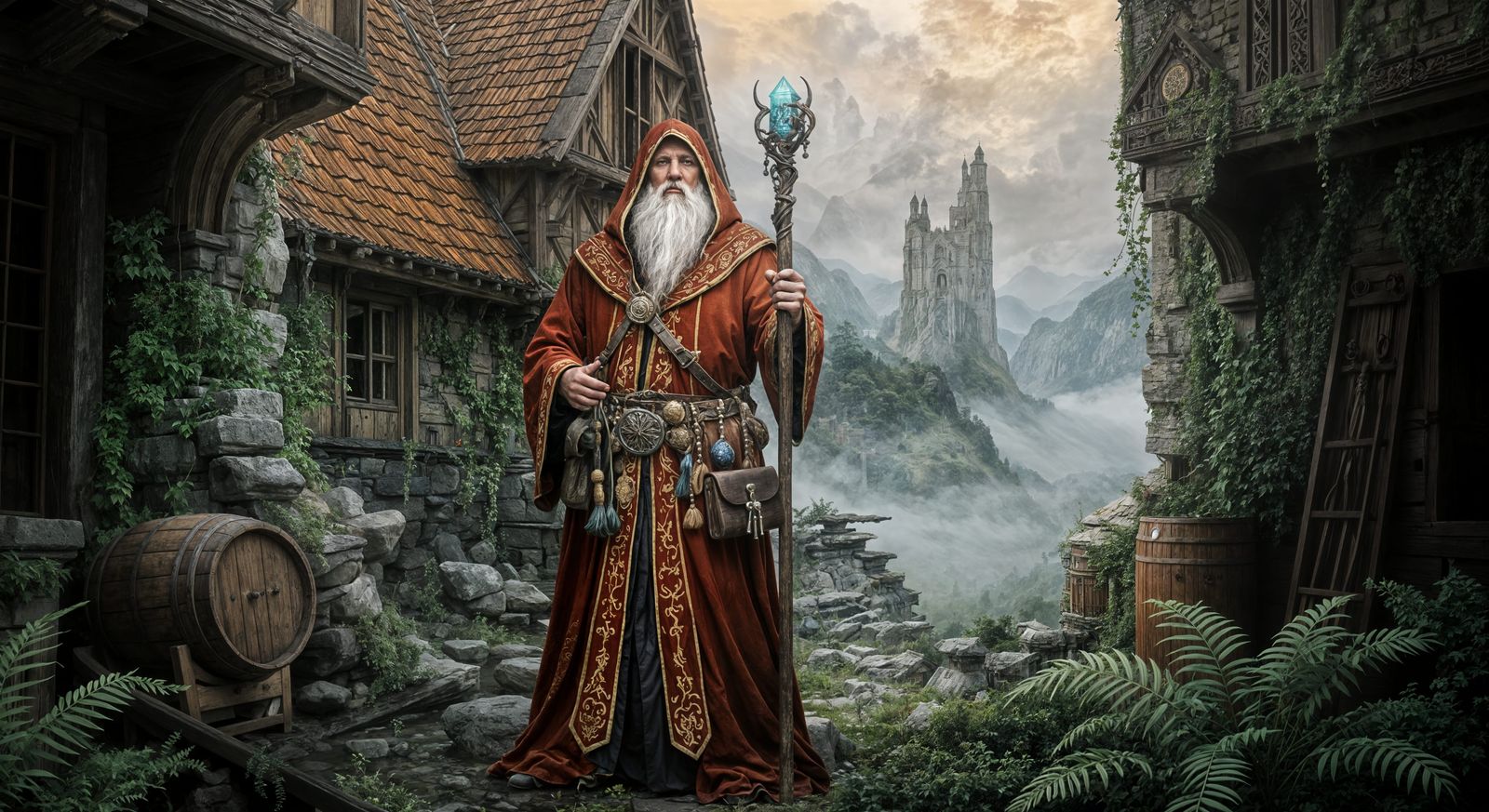 Call of the Fire Wizard - Fantasy Wizard in Ornate Red Robes...