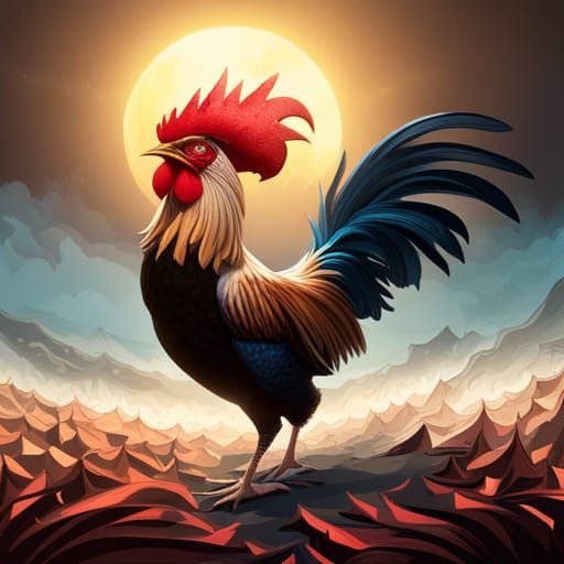 Roosters ; flamboyant ; a masterpiece, 8k resolution, dark fantasy ...