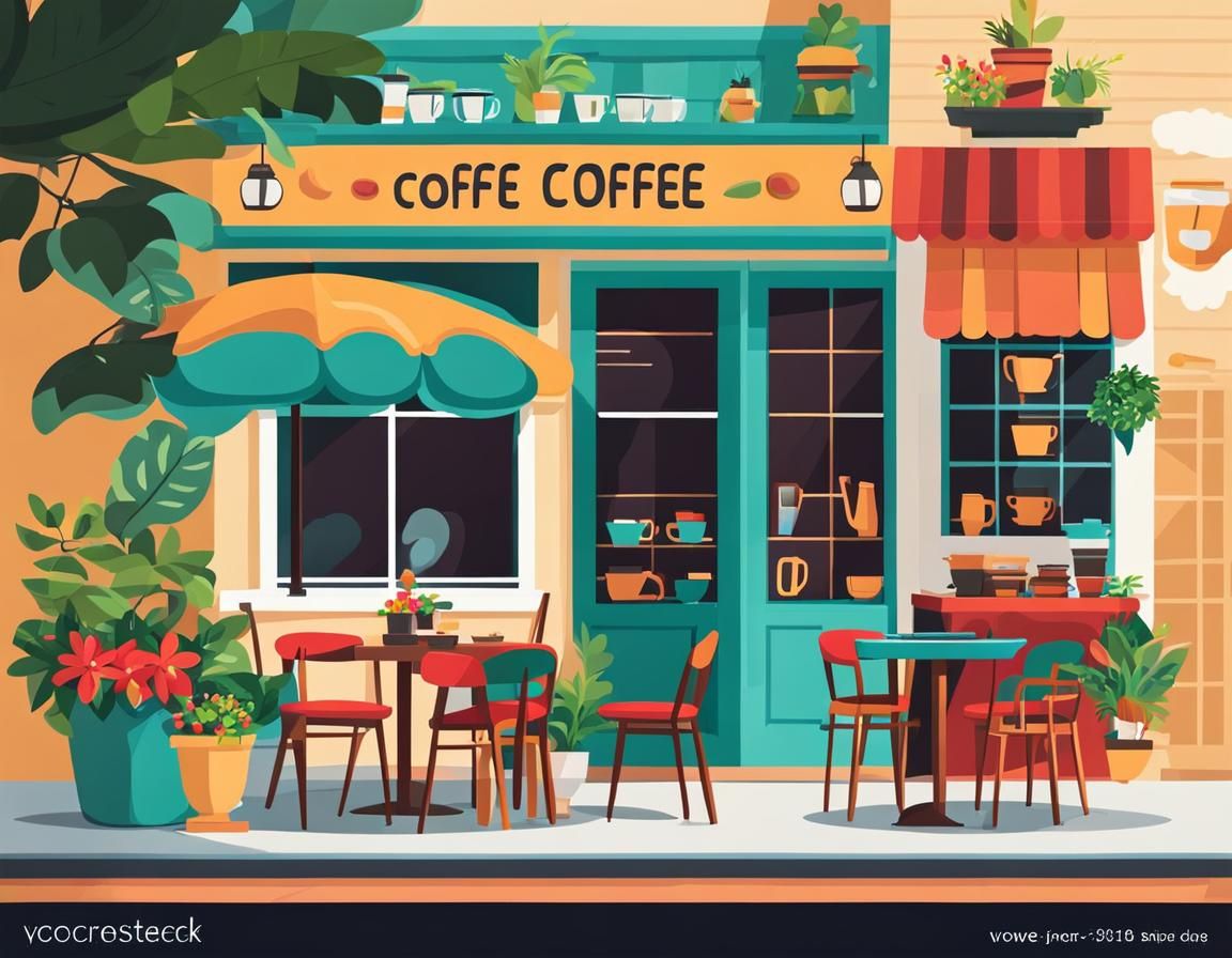 Vector Painting of a Cafe - AI Generated Artwork - NightCafe Creator