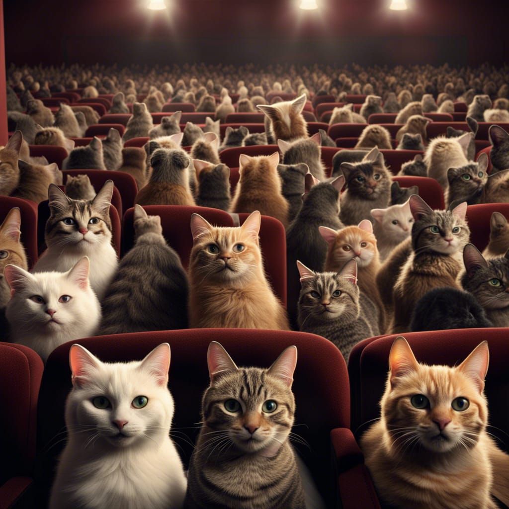 Cats watching Harald Baldr movie - AI Generated Artwork - NightCafe Creator