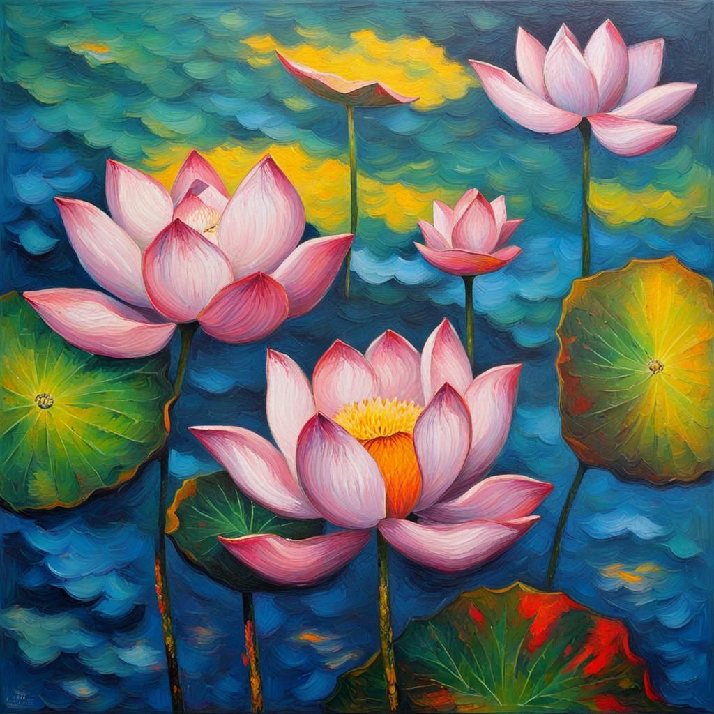 Lotus flowers - AI Generated Artwork - NightCafe Creator