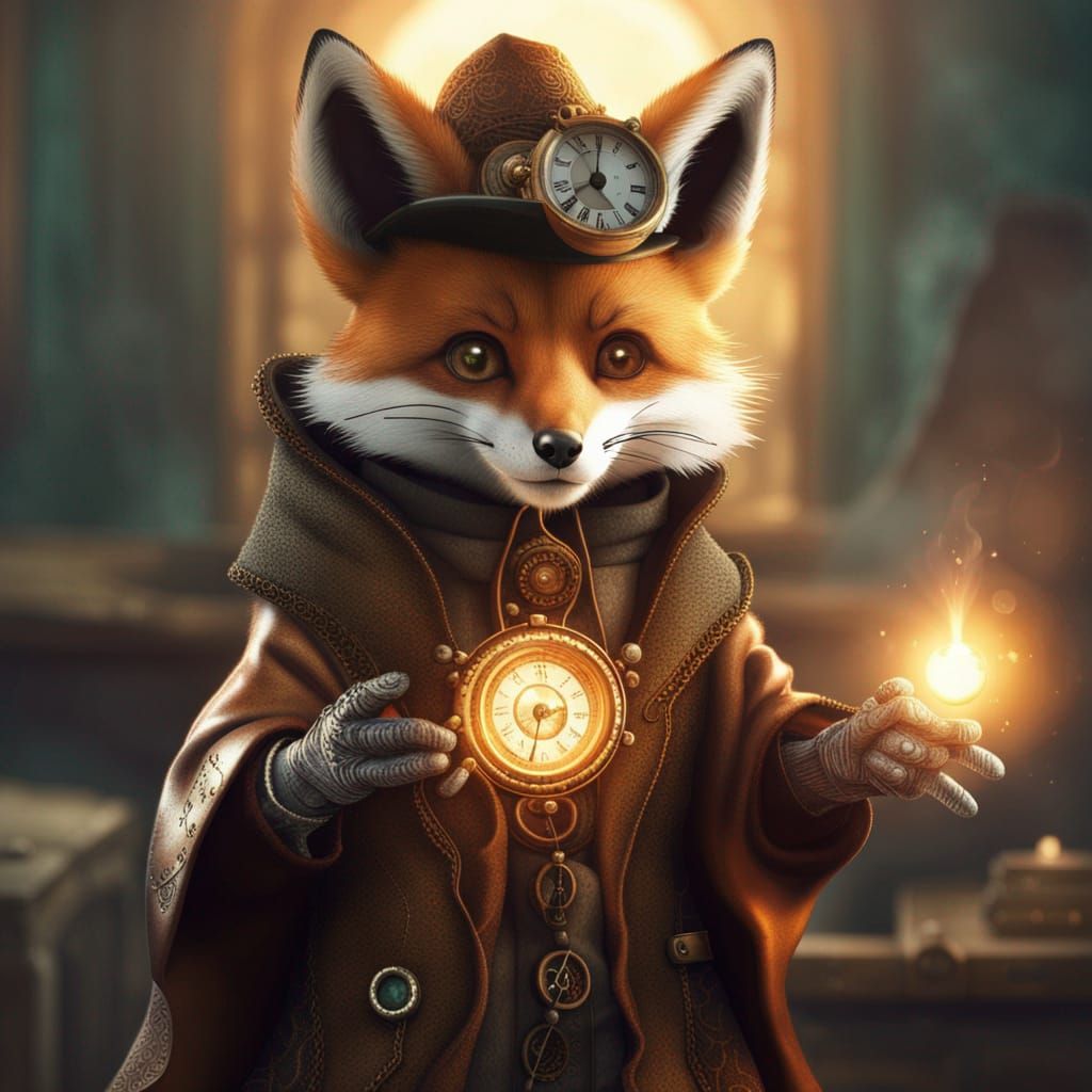 Steampunk wizard fox. - AI Generated Artwork - NightCafe Creator