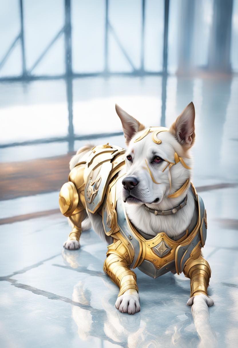 Dog golden armor. - AI Generated Artwork - NightCafe Creator