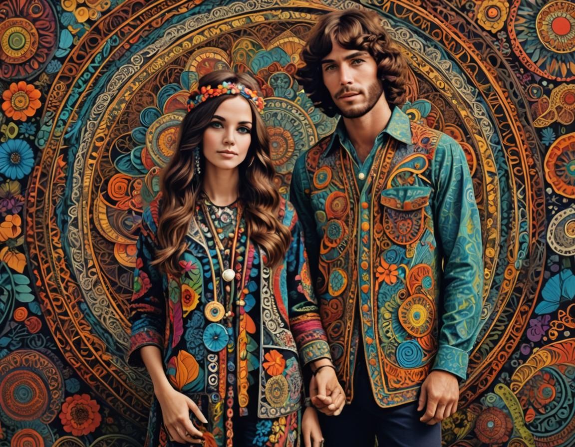 Groovy 60s - A groovy 1960's man and woman wearing the latest hippie ...