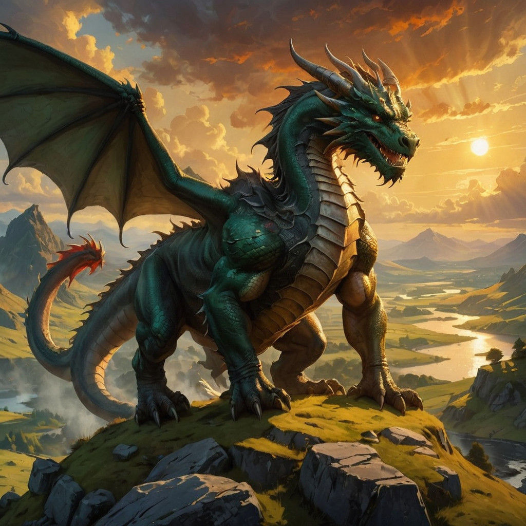 Vibrant Scottish Dragon Unleashes Fury - AI Art