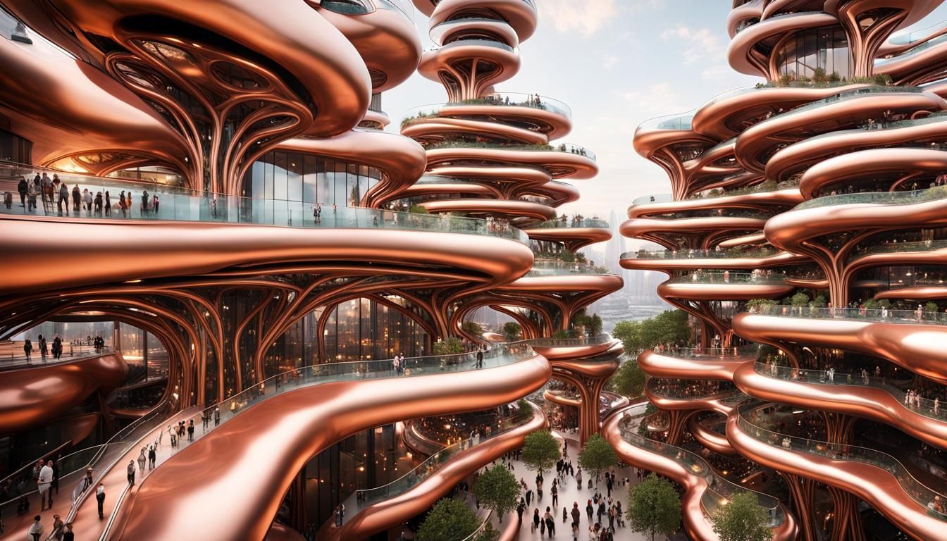 Liquid Copper City - AI Generated Artwork - NightCafe Creator