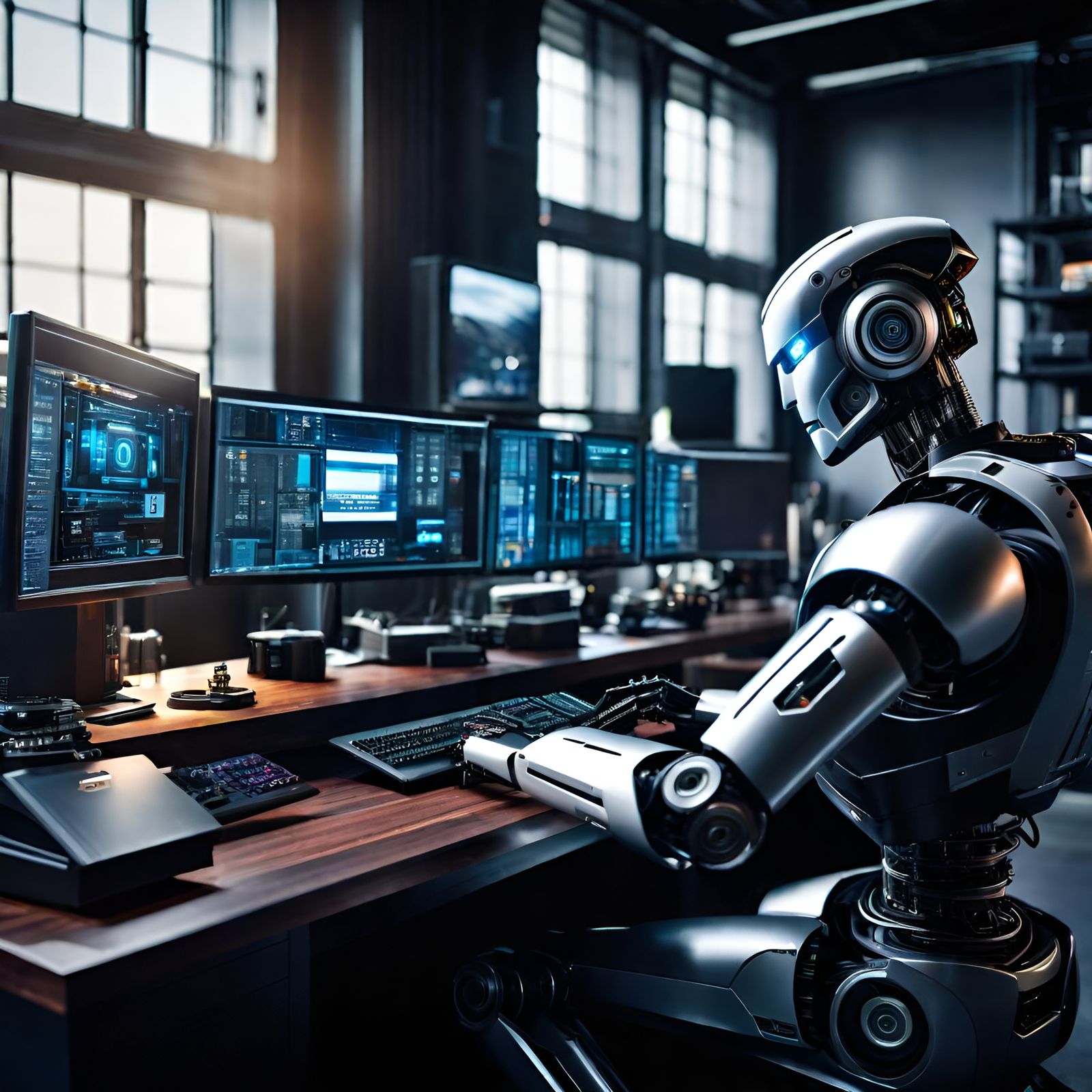 Computer Workspace 2030 - AI Generated Artwork - NightCafe Creator