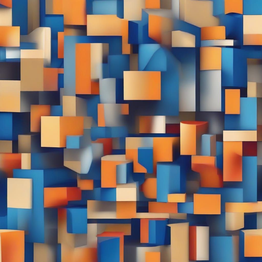 Geometric Cubist Masterpiece with Interlocking Cub... - AI Art