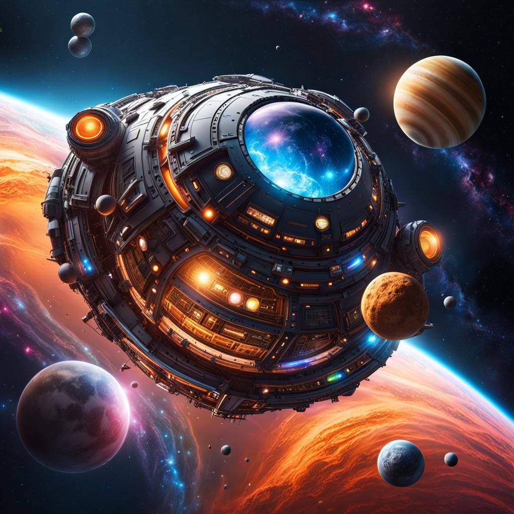 A Planet Sized Spaceship - AI Generated Artwork - NightCafe Creator