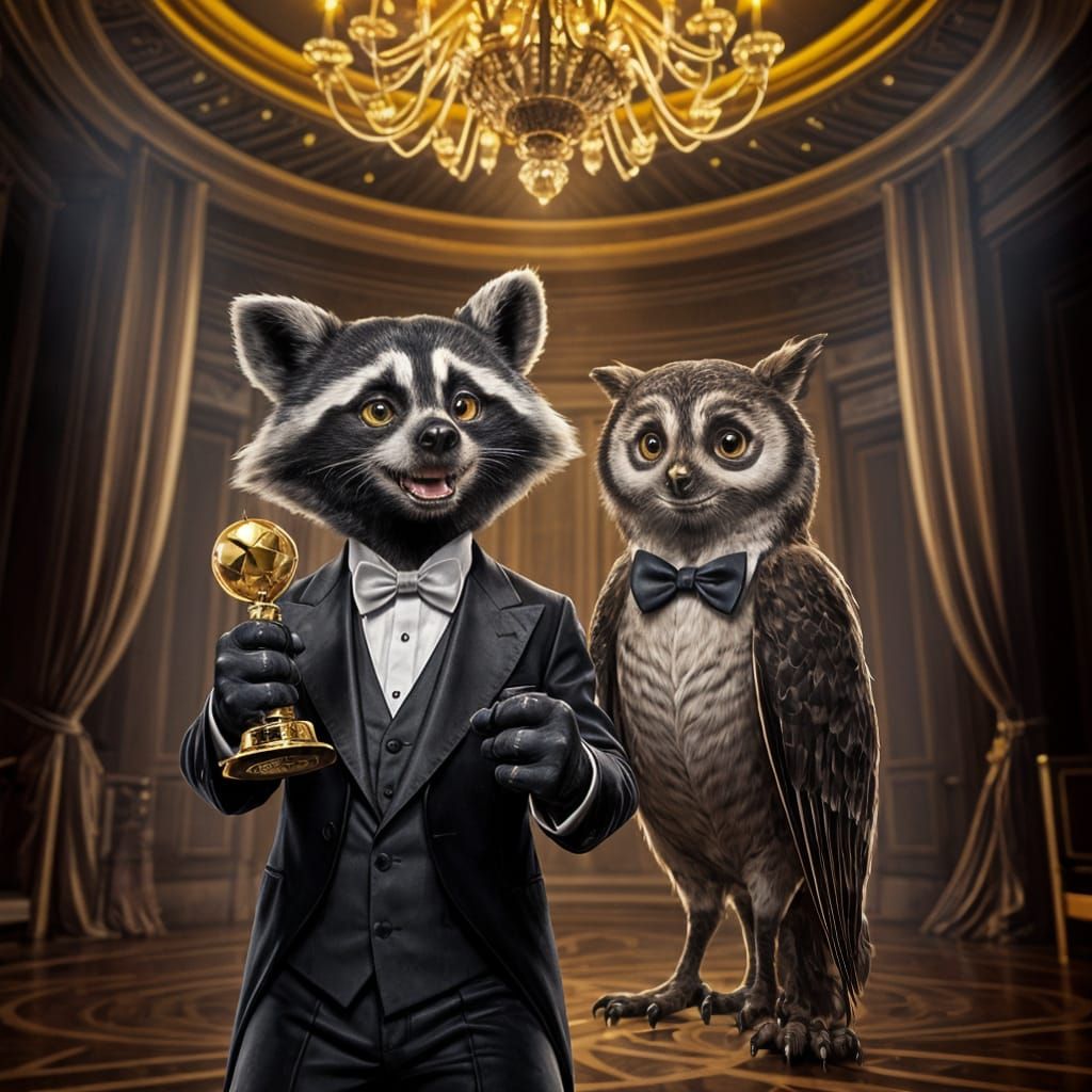 Raccoon - Formal Raccoon Presents Golden Paw Award in Starli...