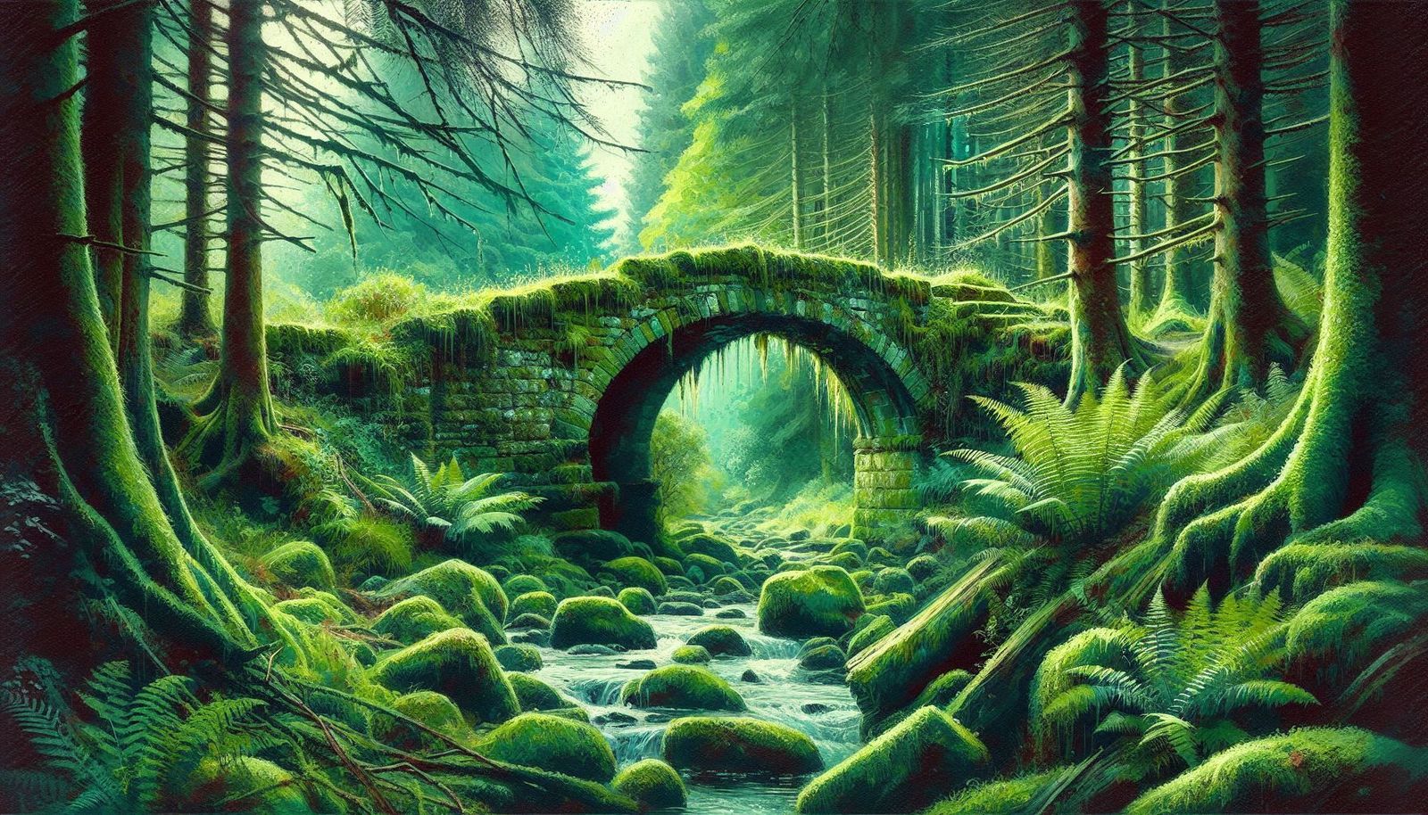 Overgrown bridge - AI Generated Artwork - NightCafe Creator