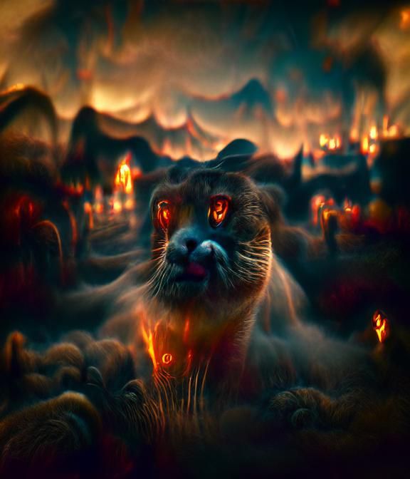 Smokey Cat Hellscape - AI Generated Artwork - NightCafe Creator