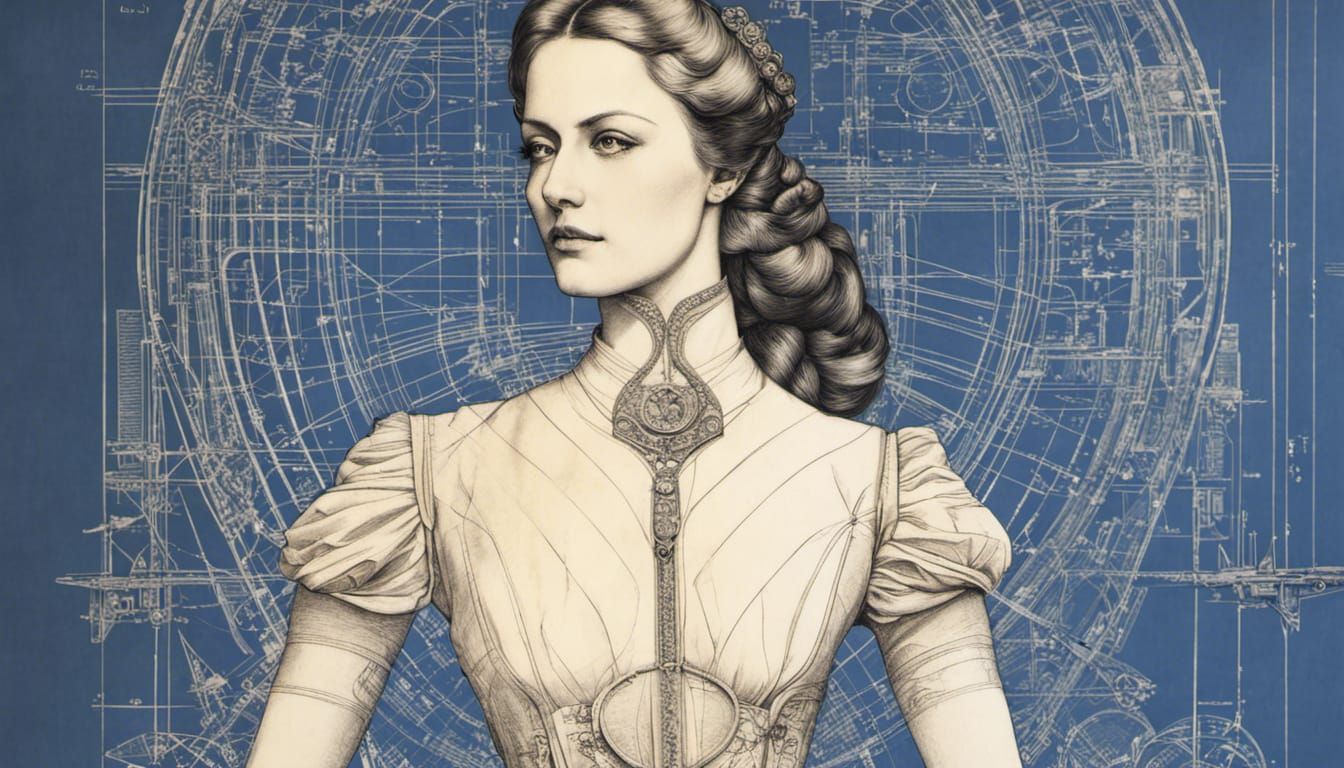 Victorian lady blueprint - AI Generated Artwork - NightCafe Creator