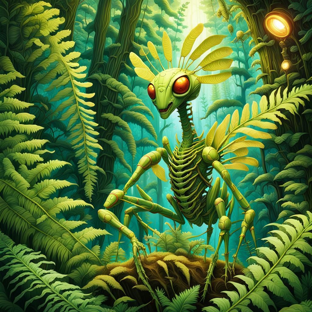 Elemental Harmony + Mystical Flora Infusion, a Mantis merging with an ...