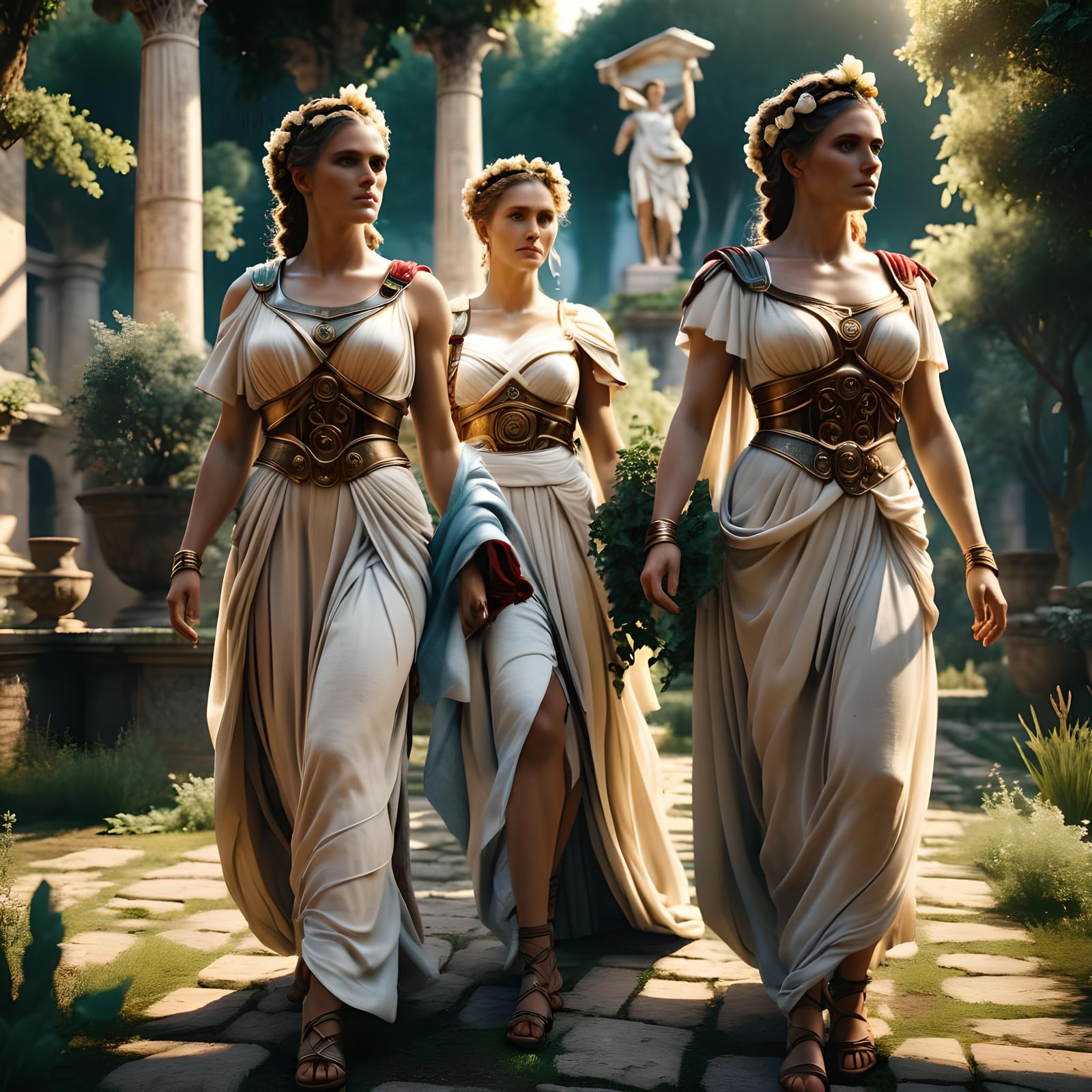 The Moirai sisters Clotho, Lachesis, and Atropos. - AI Generated Artwork - NightCafe Creator
