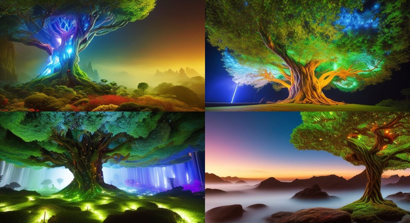 a full view of a beautiful fantasy tree in the shape of Avatar's memory ...