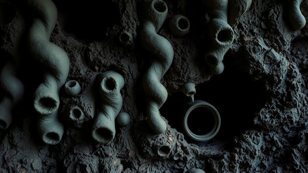 Dark Cave Wall Textures in Abandoned Colony Style - AI Art