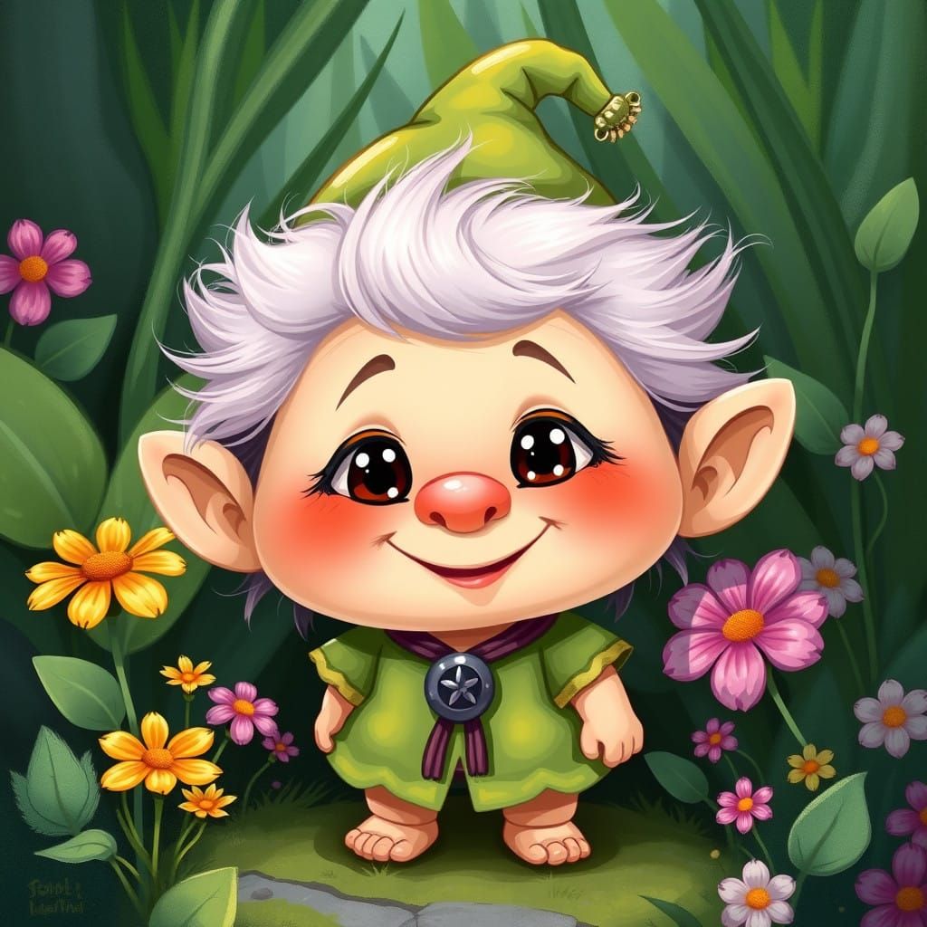 "Super cute chibi troll" - Sweet Chibi Troll in Whimsical Wo...