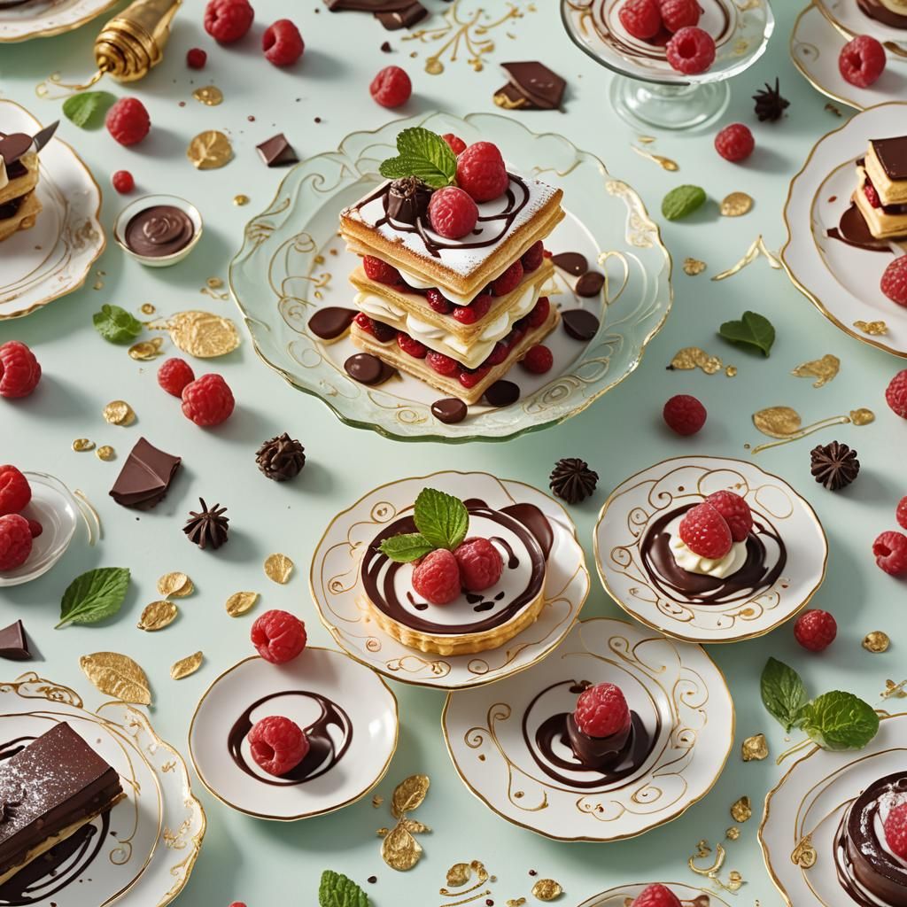 Milfeuille With Raspberries - AI Generated Artwork - NightCafe Creator