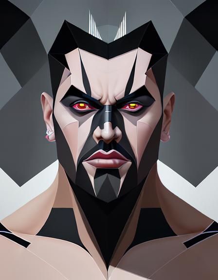 Evil man, beautiful evil face and evil eyes, evil skin, evil massive ...