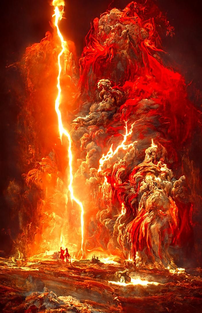 A meticulously composed render of an Hellish Firestorm made of Raging ...