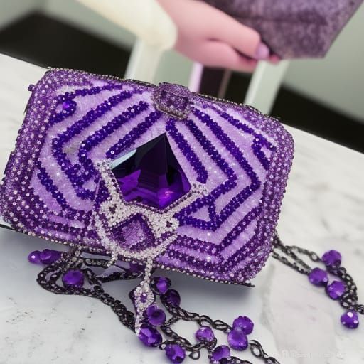 Purple rhinestone amethyst Crystal handbag made with high-quality ...