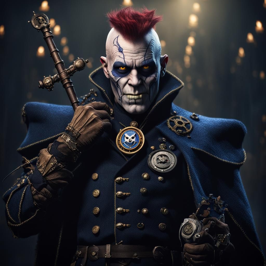 Scotland as a steampunk super villain, Scottish flag patch on left arm ...