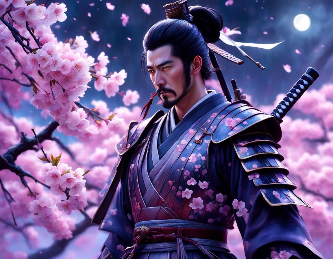 Spectral Samurai - ethereal warrior in a cherry blossom storm - AI ...