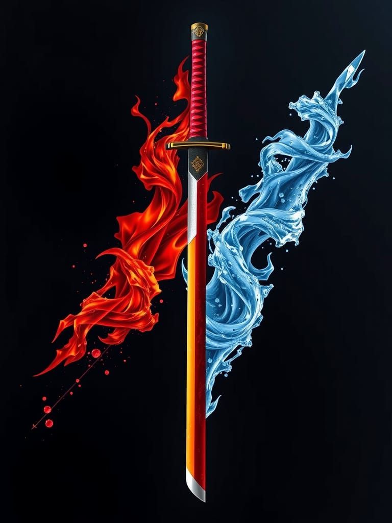The Katana of Duality dc - Sword of Cosmic Balance in Fiery ...