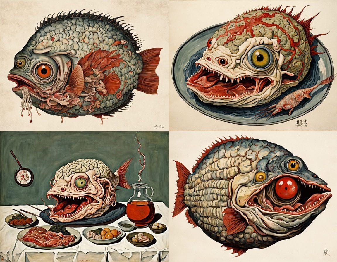 Surreal Japanese Homunculus in Grotesque Dissectio... - AI Art