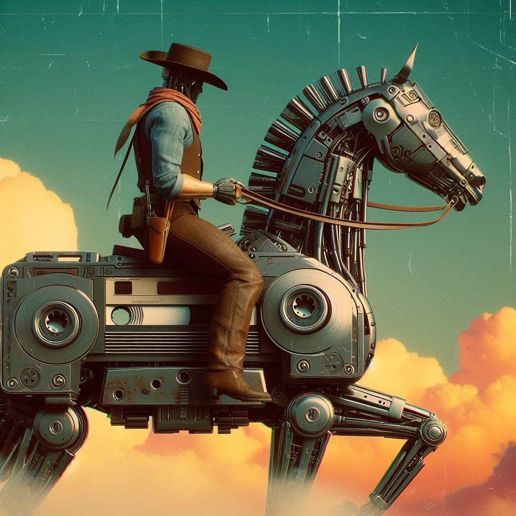 Cowboy and his Robotic Steed - AI Generated Artwork - NightCafe Creator