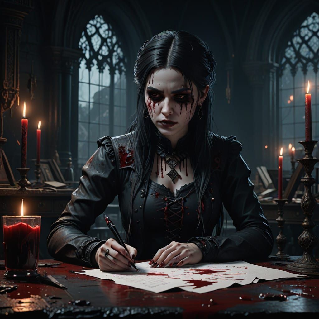 Goth Fantasy Heartbreak: Intricate Matte Painting - AI Art