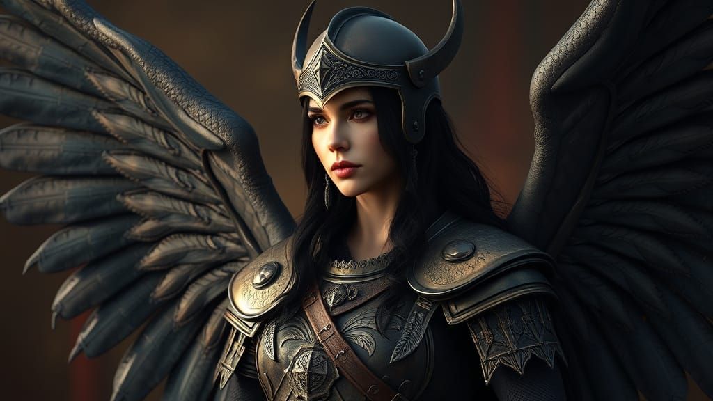 Viking Valkyrie in Bronze Armor, Hyper-Realistic F... - AI Art