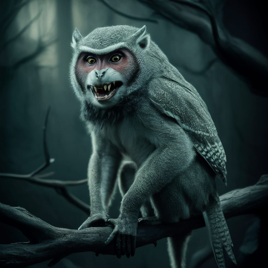 Future Evolution of Baboon Owl Hybrid Predator - AI Generated Artwork ...