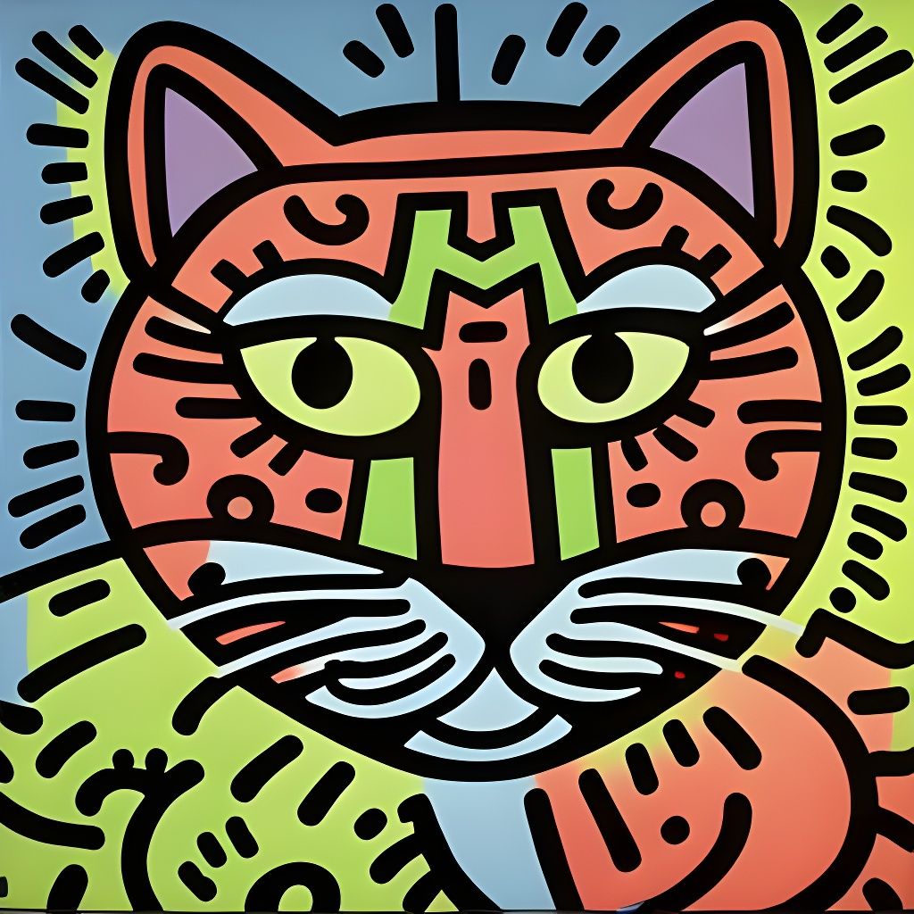 Cat portrait by Keith Haring - AI Generated Artwork - NightCafe Creator
