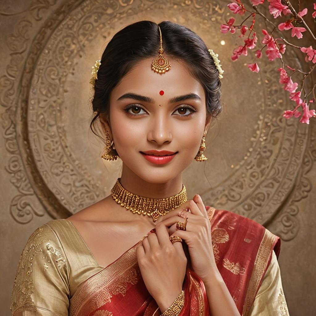 Visualize a beautiful, attractive girl whose delicate features exude ...