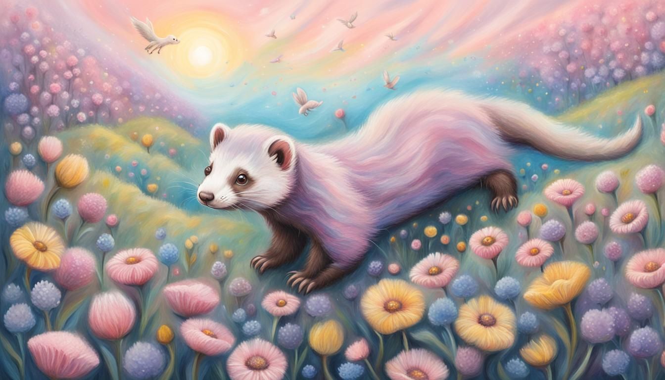 Ferret in the magic flowers - AI Generated Artwork - NightCafe Creator